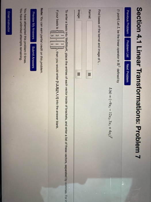 Solved Section 41 Linear Transformations Problem 7