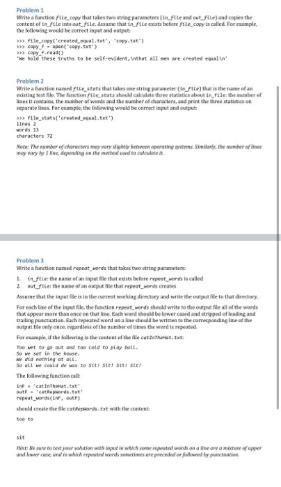 Solved Problem Write a function file.copy that takes two | Chegg.com