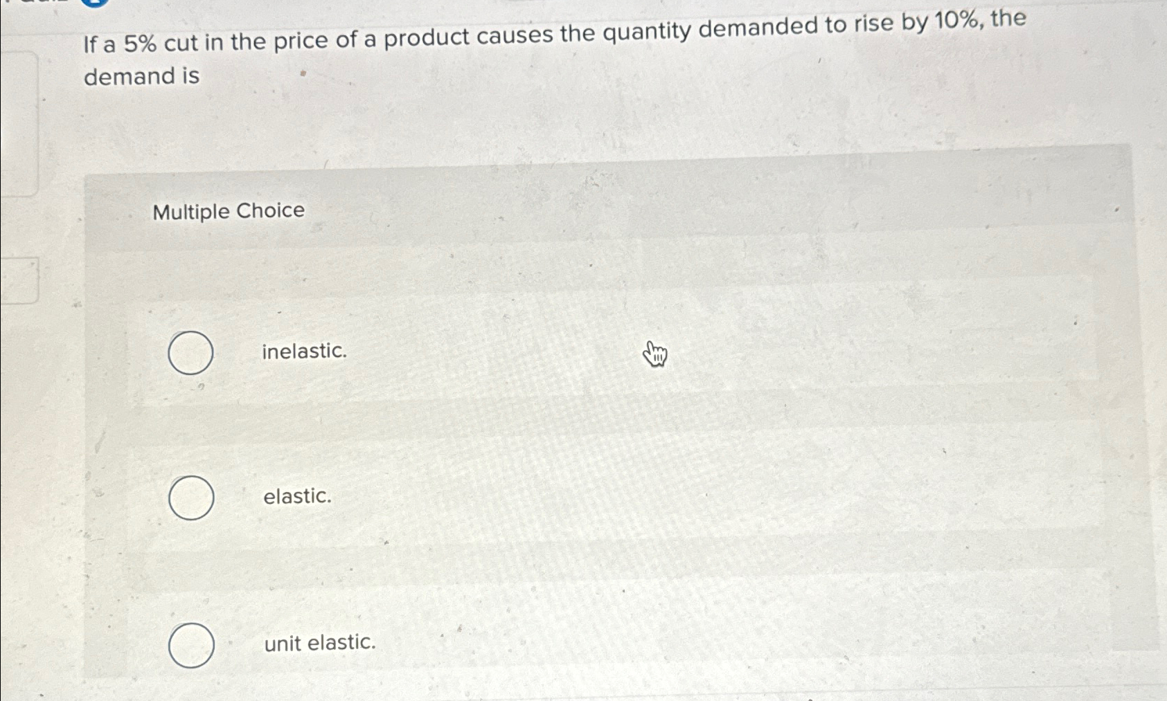 Solved If a 5% ﻿cut in the price of a product causes the | Chegg.com