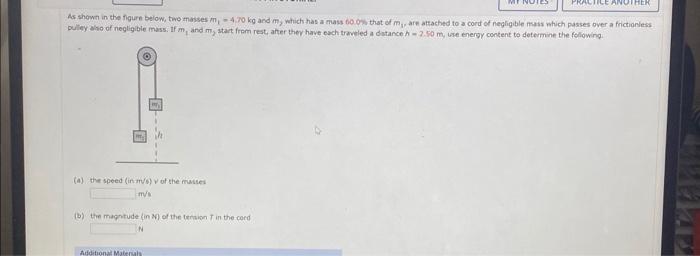 Solved As shown in the figure below, two masses m1=4.70 kg | Chegg.com