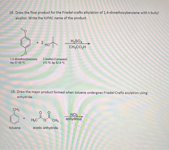Solved 18. Draw the final product for the Friedel-crafts | Chegg.com
