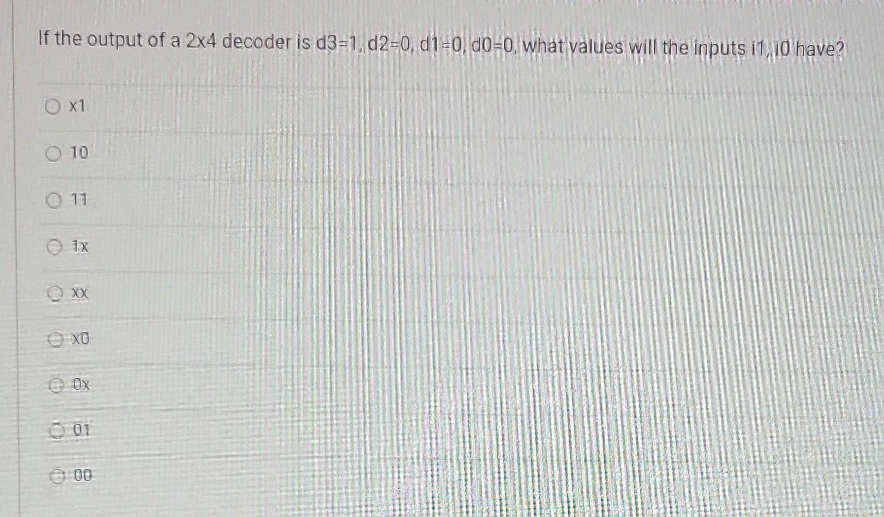 Solved If the output of a 2×4 decoder is | Chegg.com