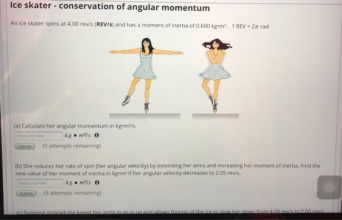 Solved Ice skater - conservation of angular momentum An ice | Chegg.com