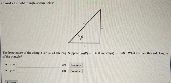 Solved Consider the right triangle shown below. A 2 The | Chegg.com