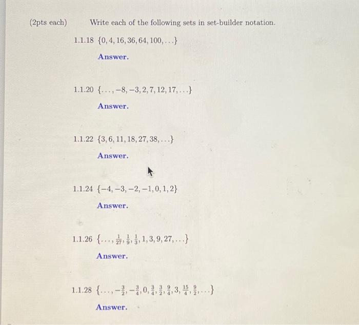 Solved Write each of the following sets in set-builder | Chegg.com