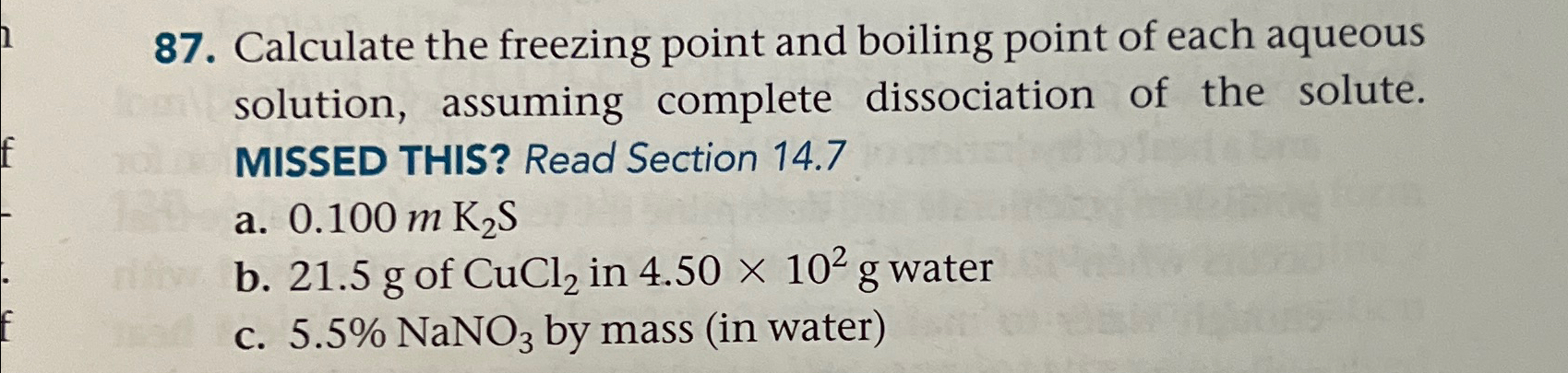 Solved Calculate the freezing point and boiling point of | Chegg.com
