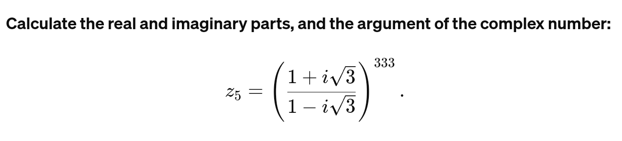 Solved Calculate the real and imaginary parts, and the | Chegg.com