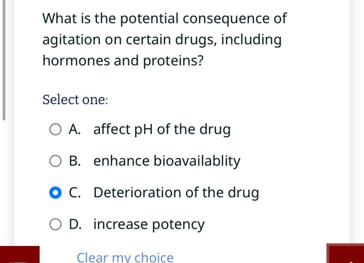 Solved What is the potential consequence of agitation on | Chegg.com