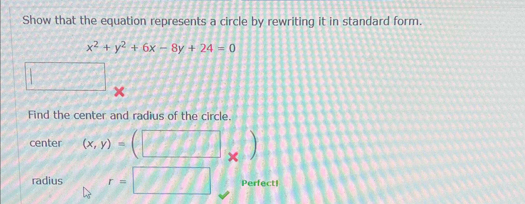 Solved Show that the equation represents a circle by | Chegg.com