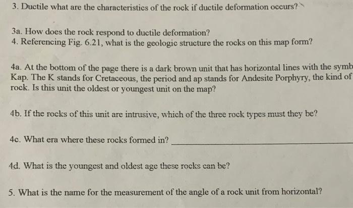 Solved 3. Ductile what are the characteristics of the rock | Chegg.com