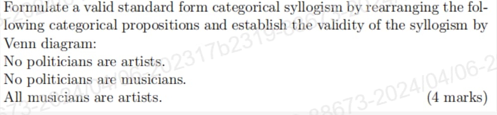 Solved Formulate a valid standard form categorical syllogism | Chegg.com