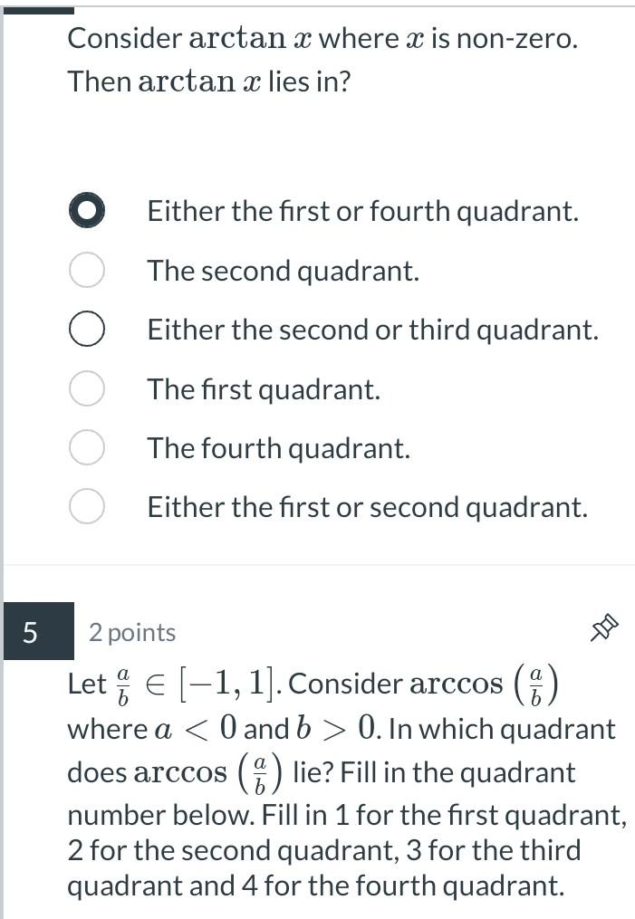Solved Consider arctan x where x is non-zero. Then arctan x | Chegg.com