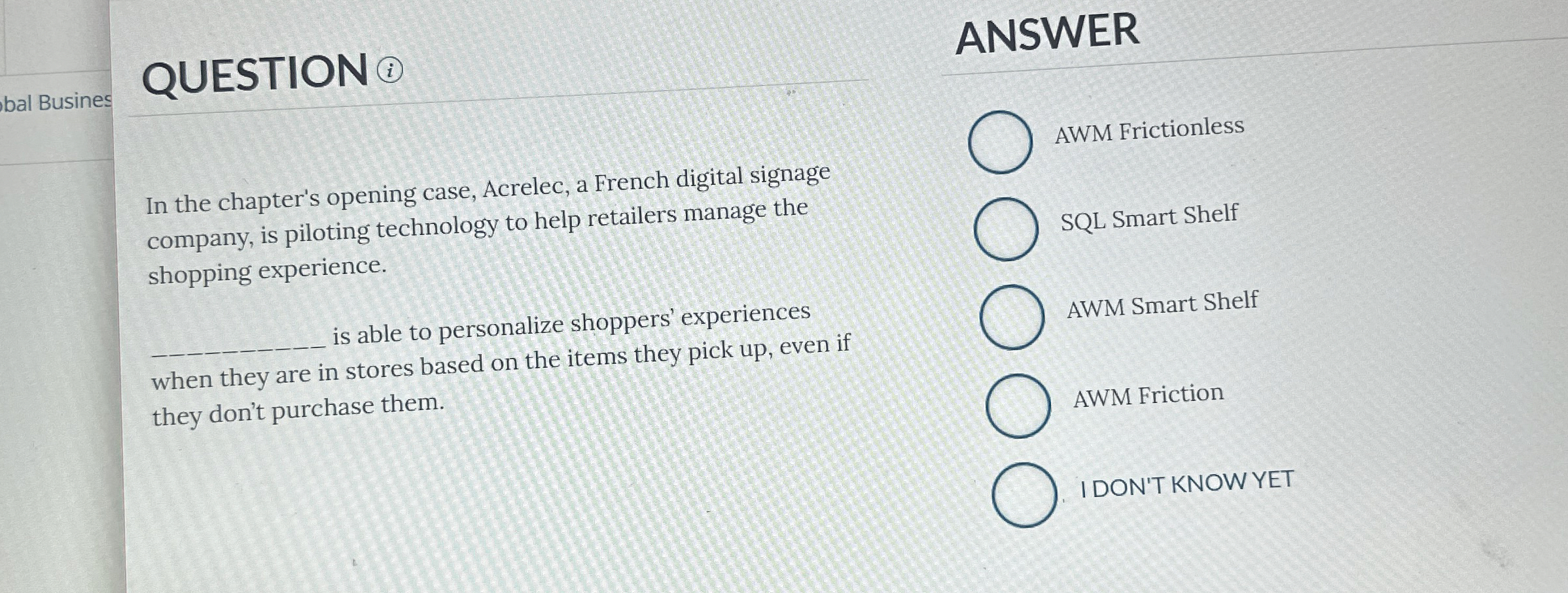 Solved QUESTIONANSWER(i)bal Busines AWM FrictionlessIn the | Chegg.com