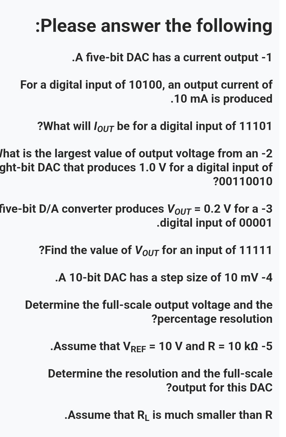 Solved :Please answer the following.A five-bit DAC has a | Chegg.com
