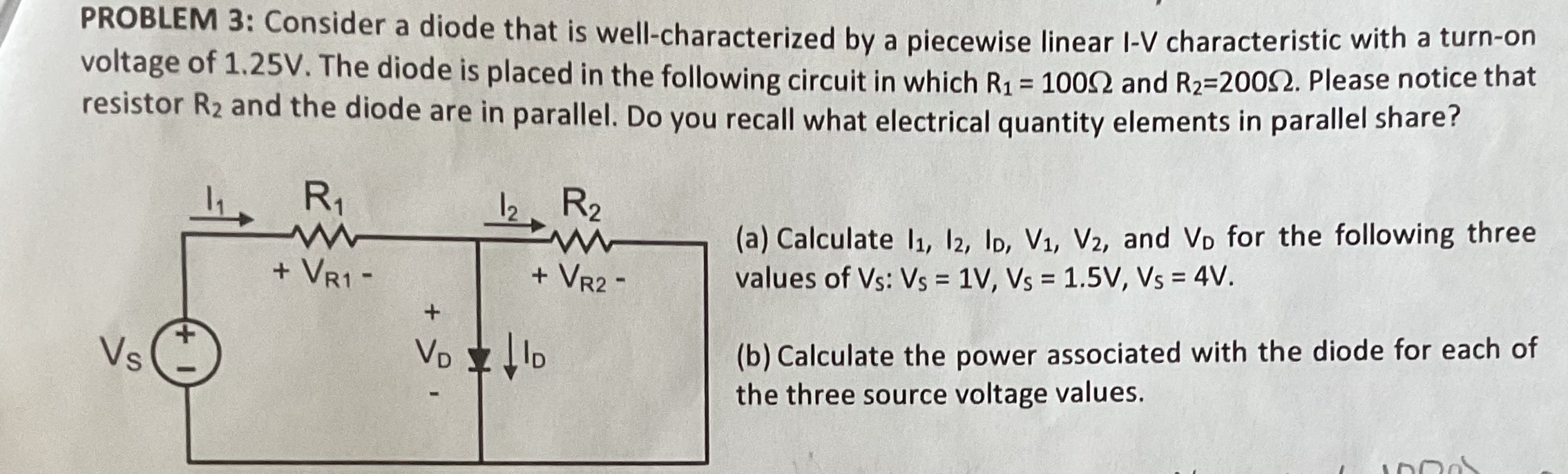 Solved PROBLEM 3: Consider a diode that is | Chegg.com
