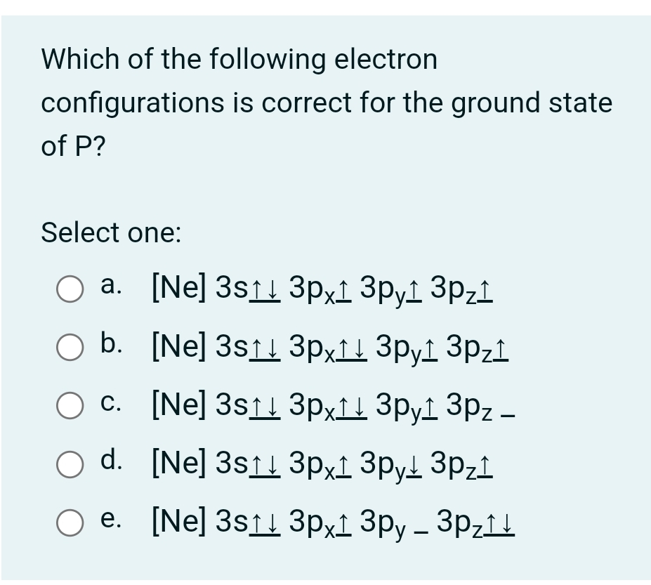 Solved Which of the following electron configurations is | Chegg.com