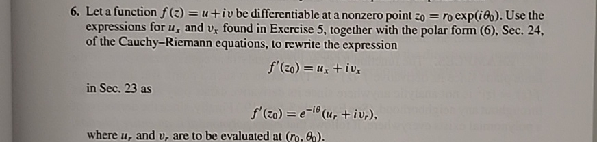 Let a function f(z)=u+iv be differentiable at a | Chegg.com