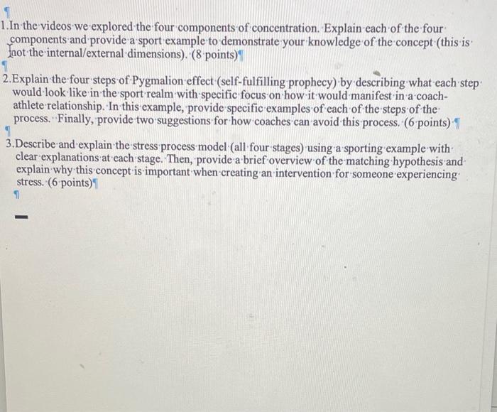 Solved In the videos we explored the four components of | Chegg.com