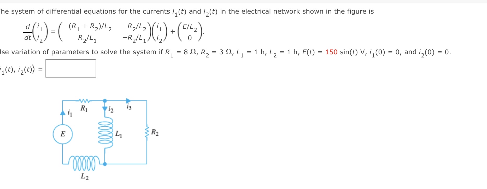 he system of differential equations for the currents | Chegg.com