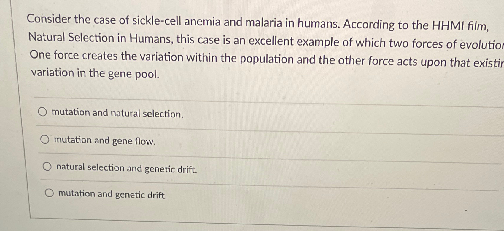 Solved Consider the case of sickle-cell anemia and malaria | Chegg.com
