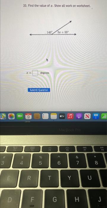 Solved 20 . Find the value of x. Show all work on worksheet. | Chegg.com