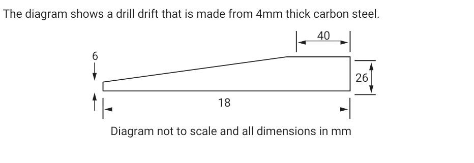 Solved The diagram shows a drill drift that is made from 4mm | Chegg.com