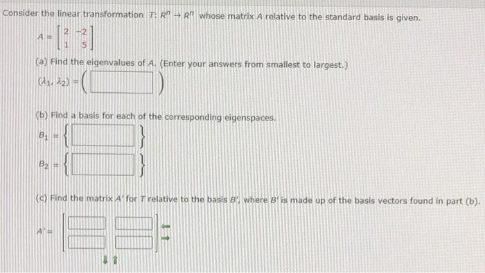 Solved Consider the linear transformation : RR whose matrix | Chegg.com