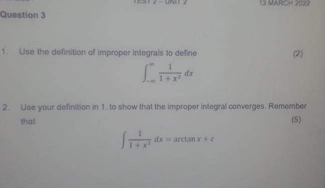 Solved 13 MARCH 2022 Question 3 1. Use the definition of | Chegg.com Solved 13 MARCH 2022 Question 3 1. Use the definition of | Chegg.com