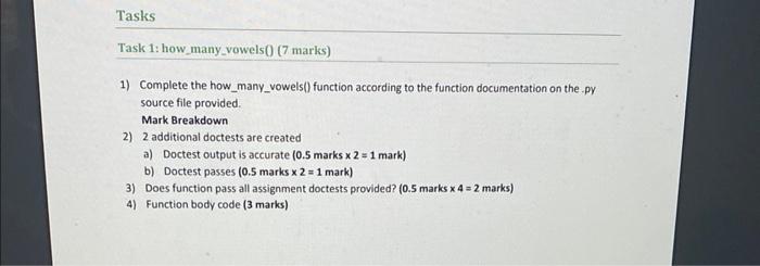 Solved 1) Complete the how_many_vowels() function according | Chegg.com