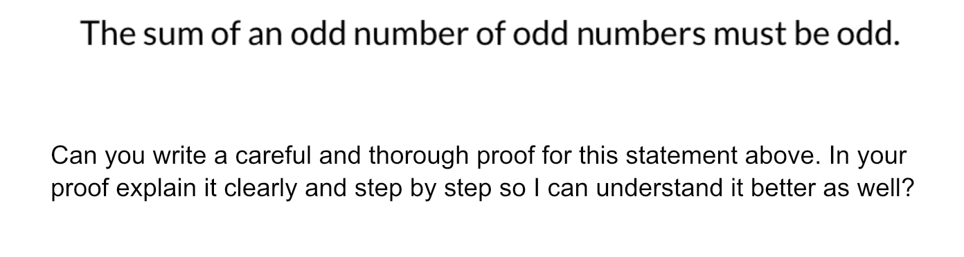 Solved The sum of an odd number of odd numbers must be | Chegg.com