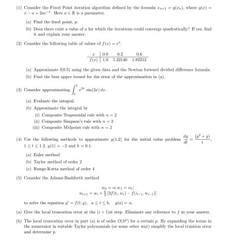 Solved (1) Consider the Fixed Point iteration algorithe | Chegg.com