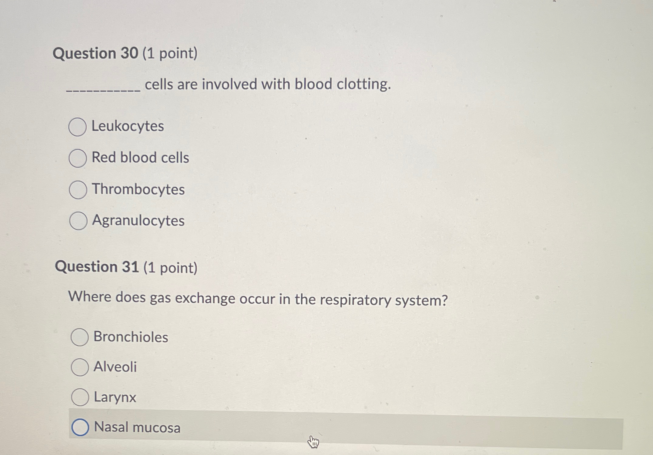 Solved Question 30 (1 ﻿point) ﻿cells are involved with | Chegg.com