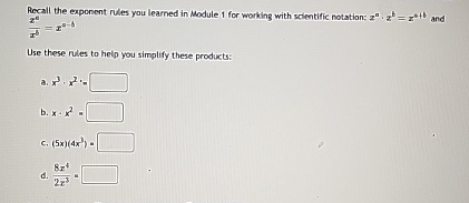 Recall the exponent rules you learned in Module 1 | Chegg.com