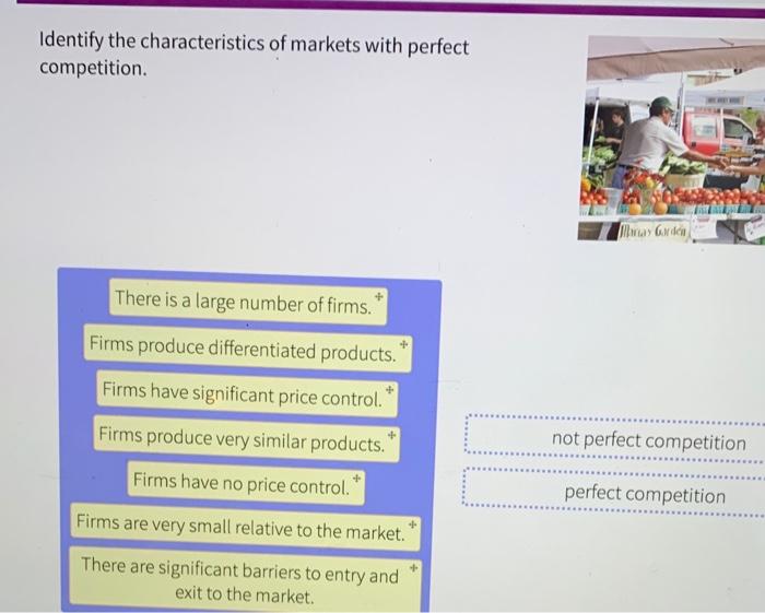 Solved Identify the characteristics of markets with perfect | Chegg.com