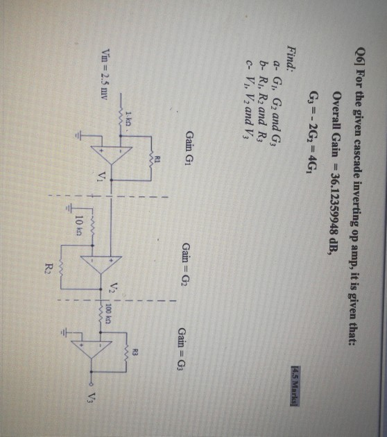 Solved Q6] For the given cascade inverting op amp, it is | Chegg.com