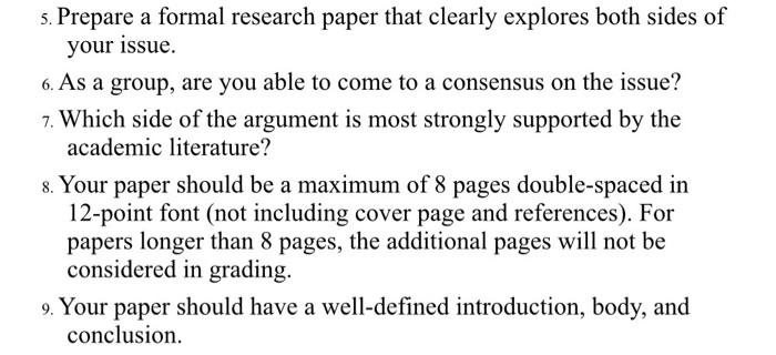 Solved 5. Prepare a formal research paper that clearly | Chegg.com