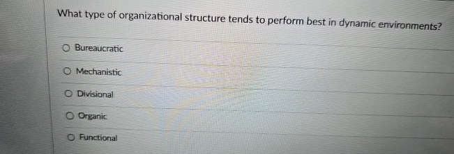 Solved What type of organizational structure tends to | Chegg.com
