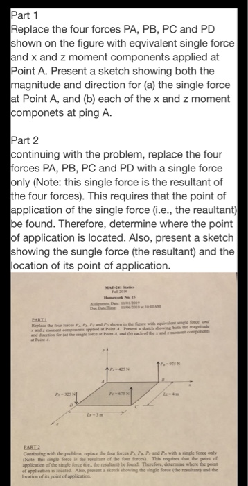 Solved Part 1 Replace the four forces PA, PB, PC and PD | Chegg.com