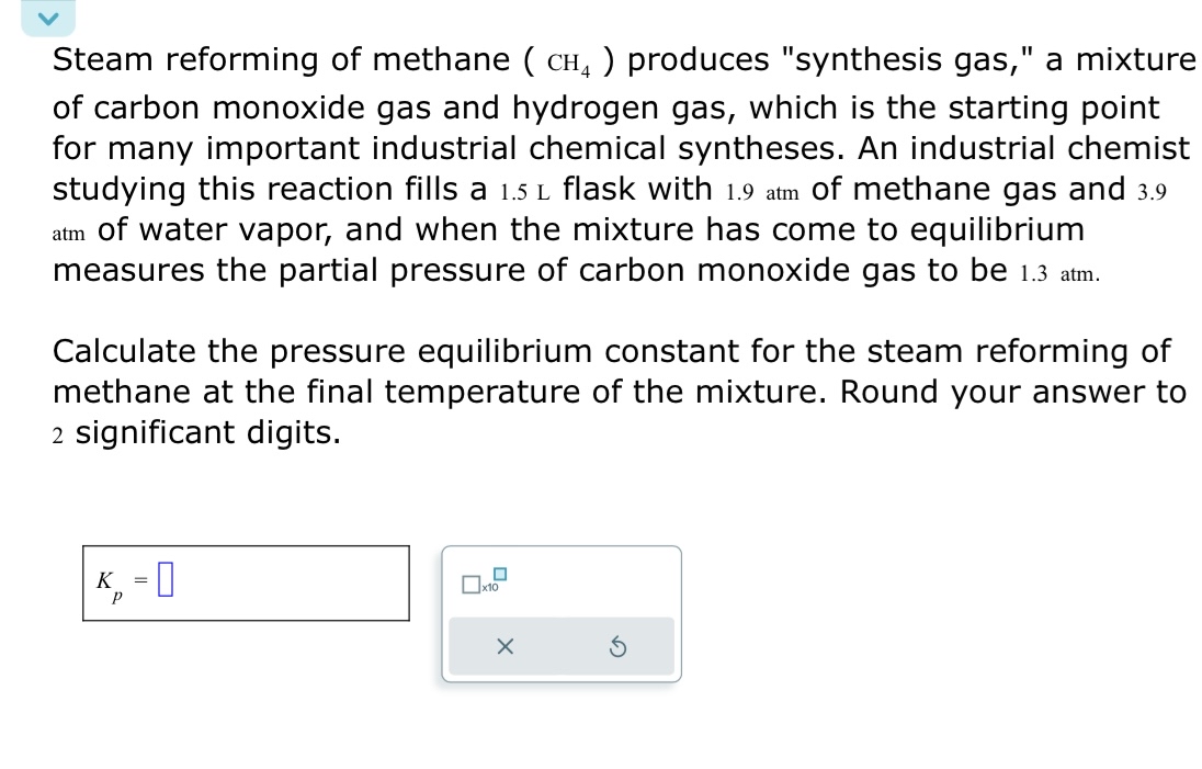 Solved Steam reforming of methane (CH4) ﻿produces "synthesis | Chegg.com