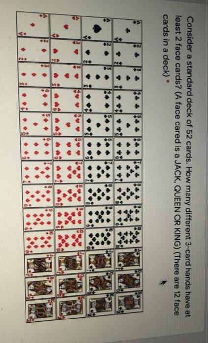 Solved Consider a standard deck of 52 cards. How many | Chegg.com
