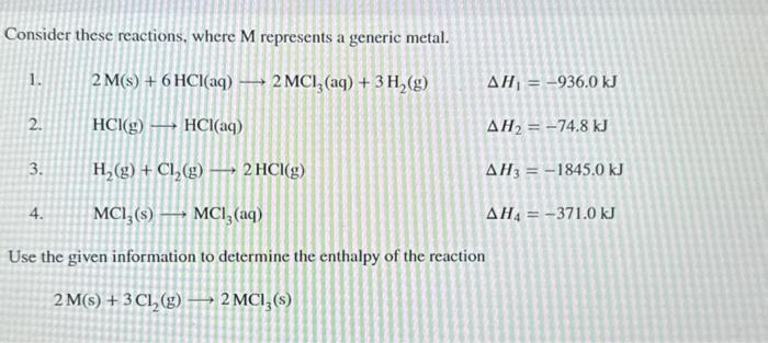 Solved Consider these reactions, where M represents a | Chegg.com