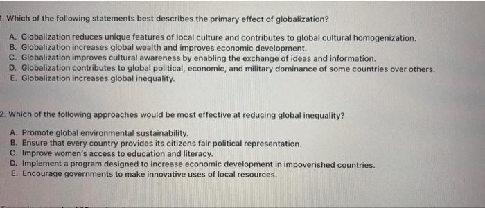 Solved . Which of the following statements best describes | Chegg.com