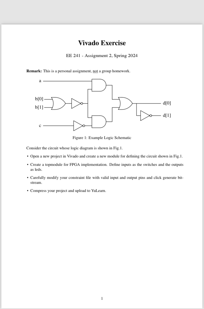 Vivado ExerciseEE 241 - ﻿Assignment 2, ﻿Spring | Chegg.com