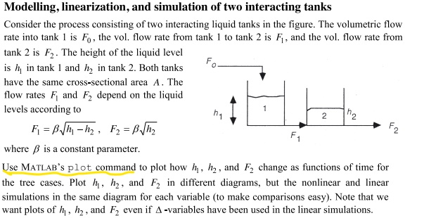 Solved Modelling, linearization, and simulation of two | Chegg.com