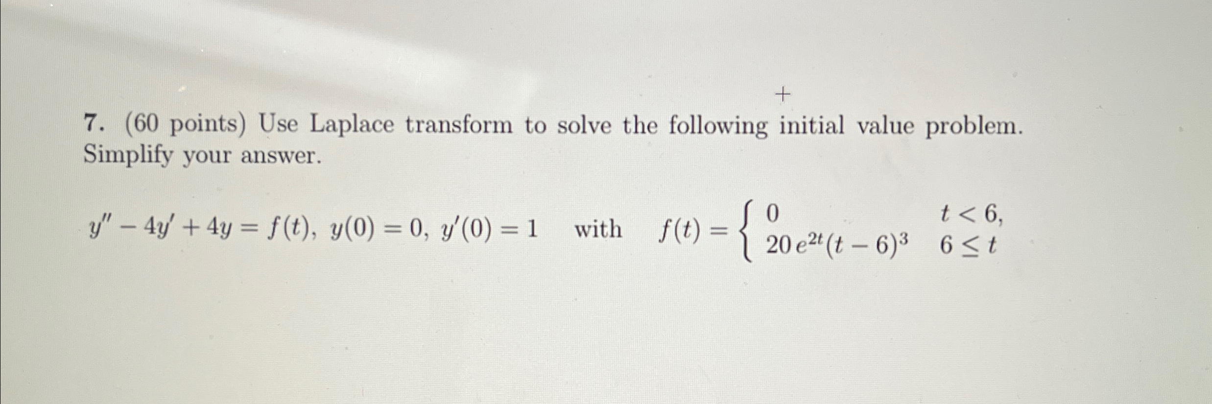 Solved (60 ﻿points) ﻿Use Laplace transform to solve the | Chegg.com
