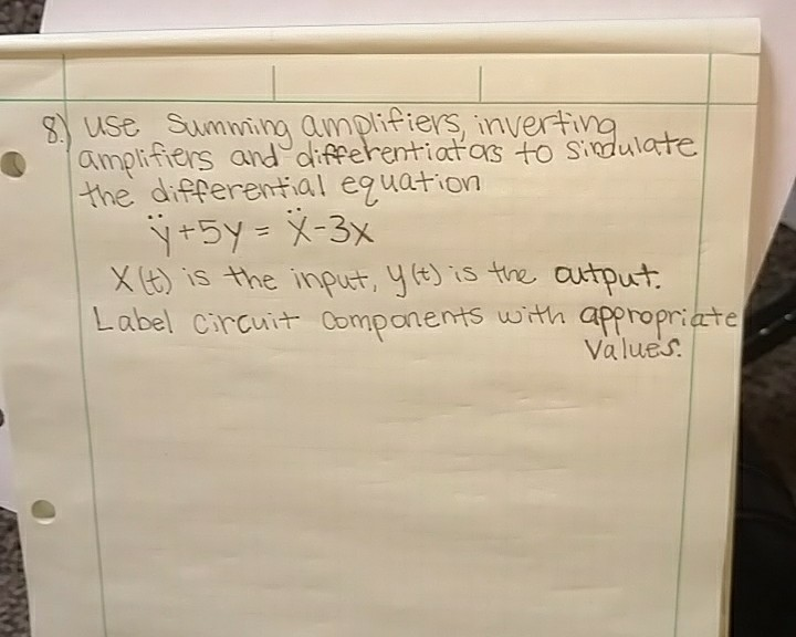 Solved 8 Use Summing Differentiators To Sindulate The 