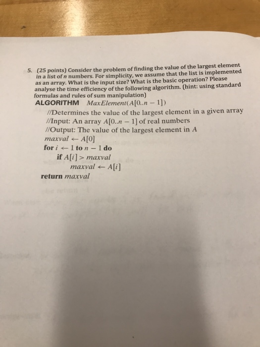 Solved 5. (25 points) Consider the problem of finding the | Chegg.com