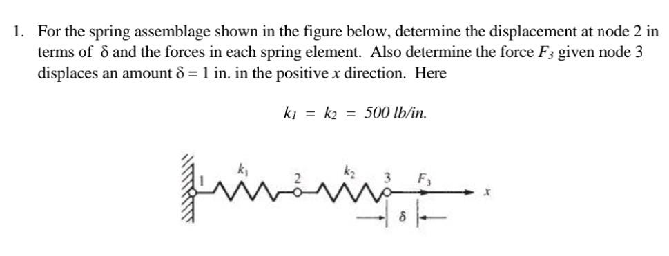 Solved 1. For the spring assemblage shown in the figure | Chegg.com