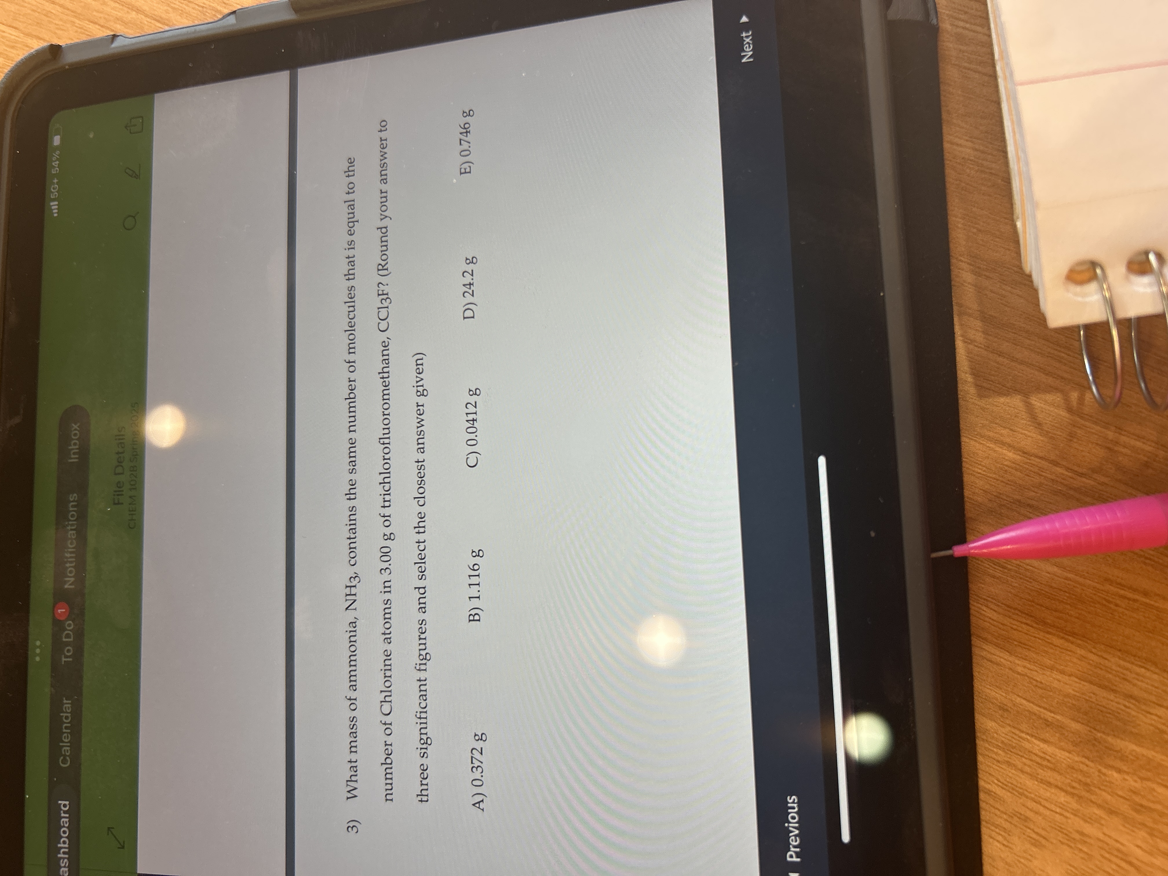 Solved 3) ﻿What mass of ammonia, \( \mathrm{NH}_{3} \), | Chegg.com