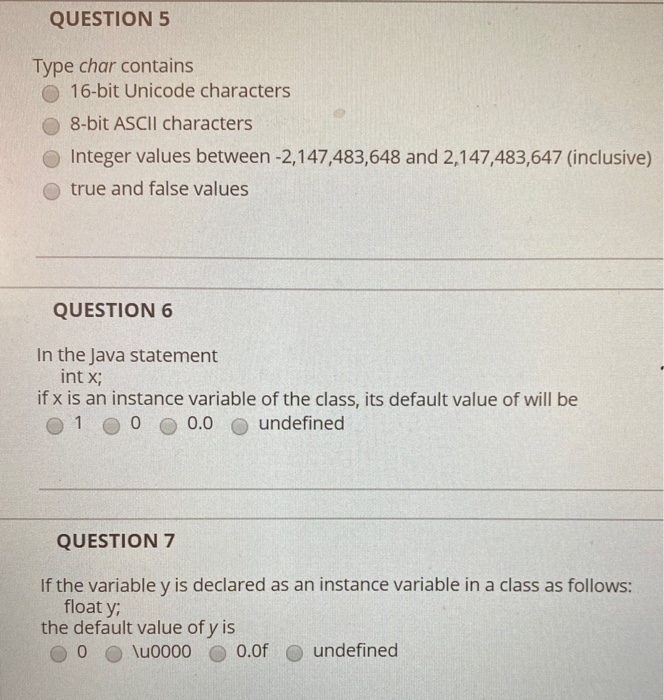 Solved QUESTION 5 Type char contains 16-bit Unicode | Chegg.com